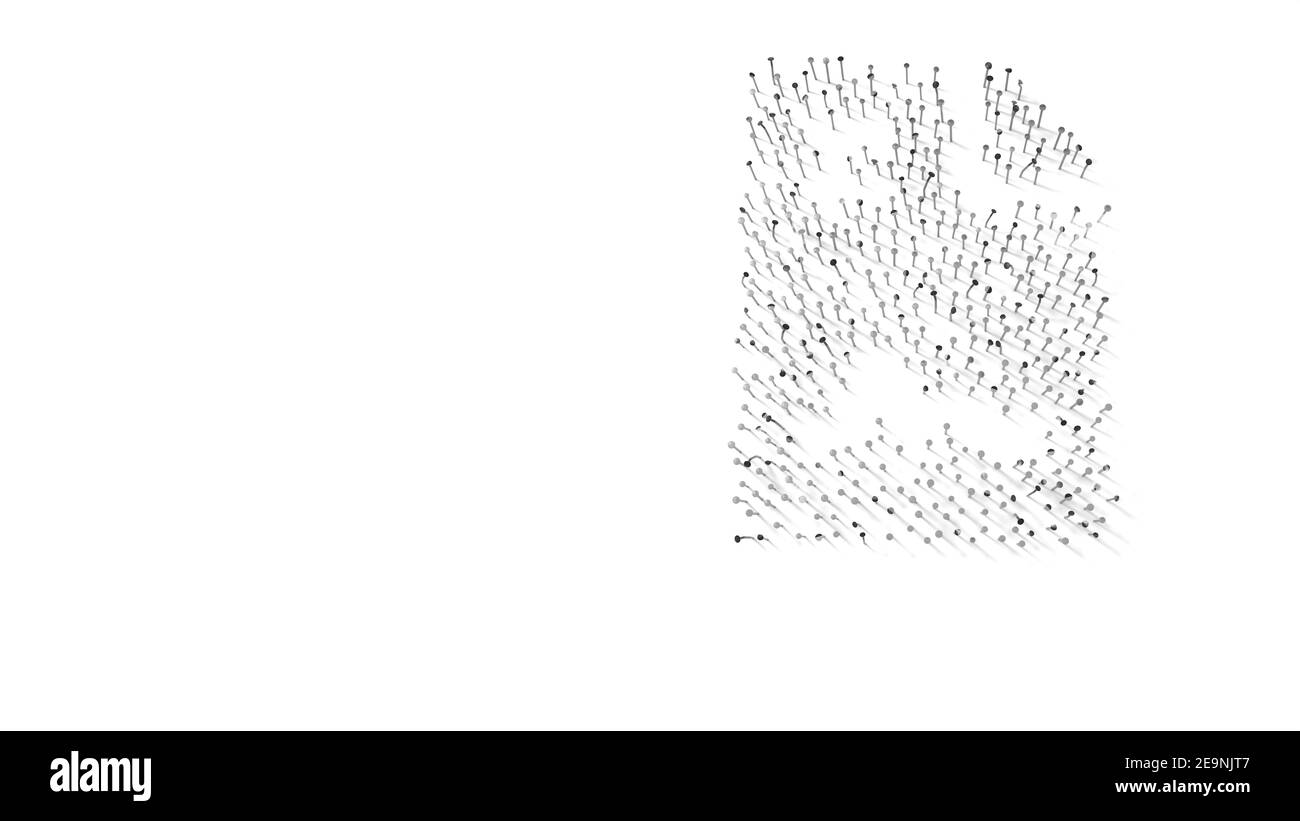3d Rendering Of Nails In Shape Of Symbol Of Paper With Bent Corner And Signature With Shadows