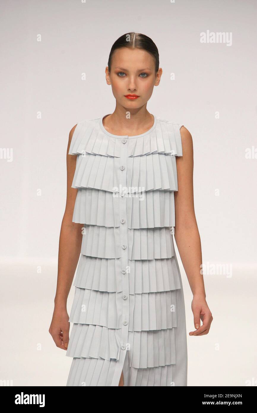 A model displays a creation by fashion designer Jean-Louis Scherrer ...