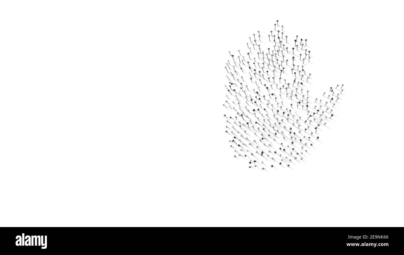 3d Rendering Of Nails In Shape Of Symbol Of Hand With Shadows Isolated
