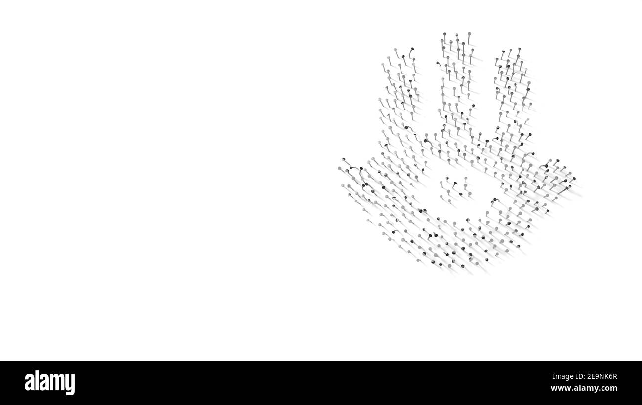 3d Rendering Of Nails In Shape Of Symbol Of Hand With Eye Inside With