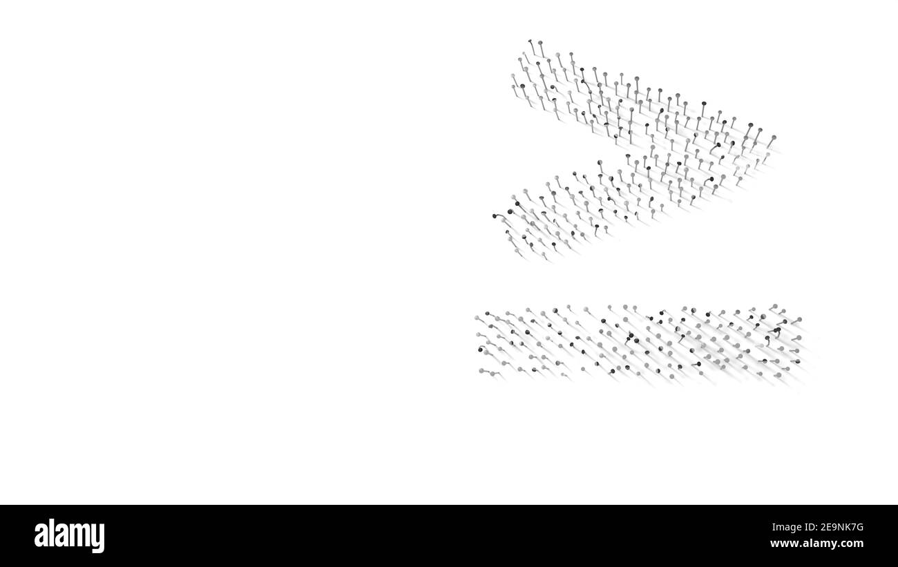 3d rendering of nails in shape of symbol of greater than equal symbol ...
