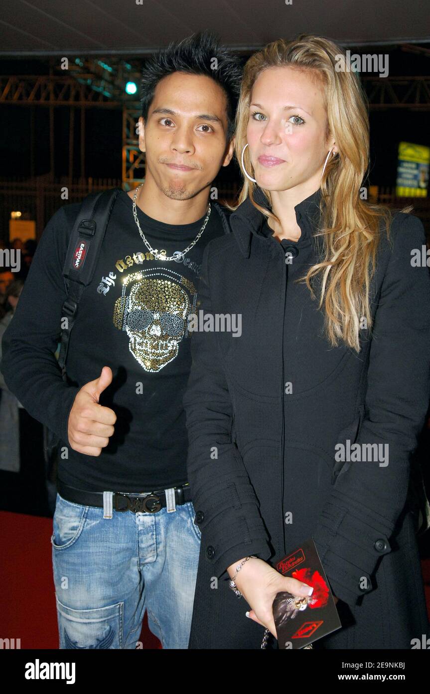 French singer Lorie with her boyfriend Chris arrive at the premiere of ...