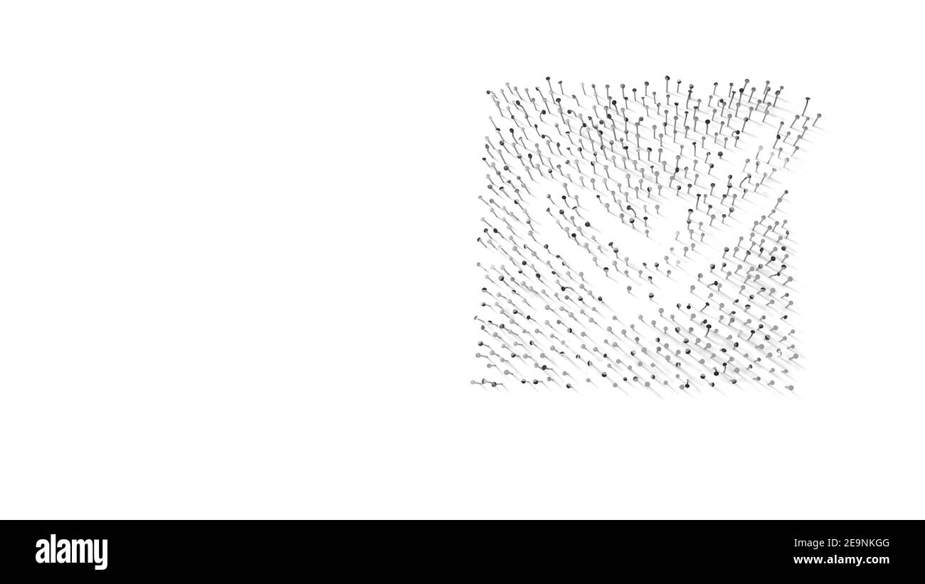 3d Rendering Of Nails In Shape Of Symbol Of Check Mark In Square With