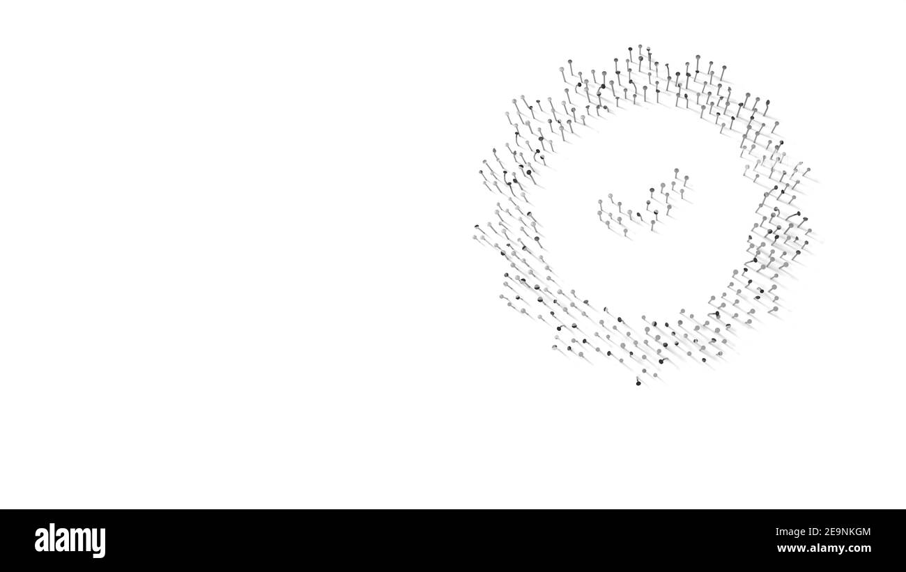 3d Rendering Of Nails In Shape Of Symbol Of Check Mark In Gear Circle