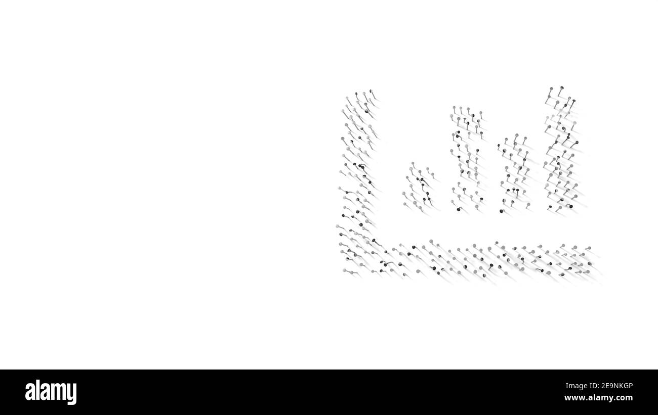 3d Rendering Of Nails In Shape Of Symbol Of Column Chart With Shadows