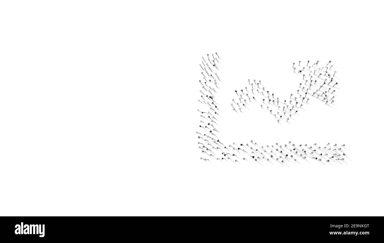 3d Rendering Of Nails In Shape Of Symbol Of Chart With Arrow With