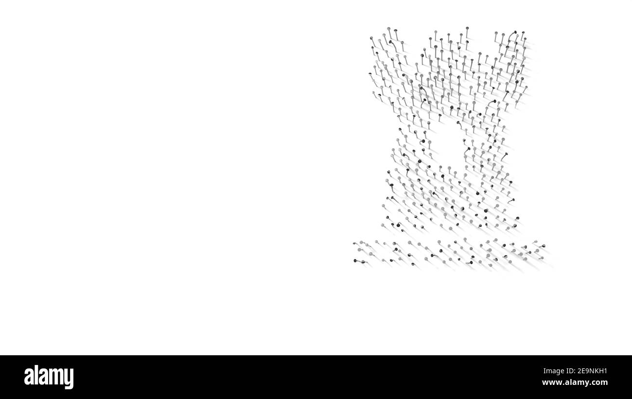 3d rendering of nails in shape of symbol of chess rook figure with ...