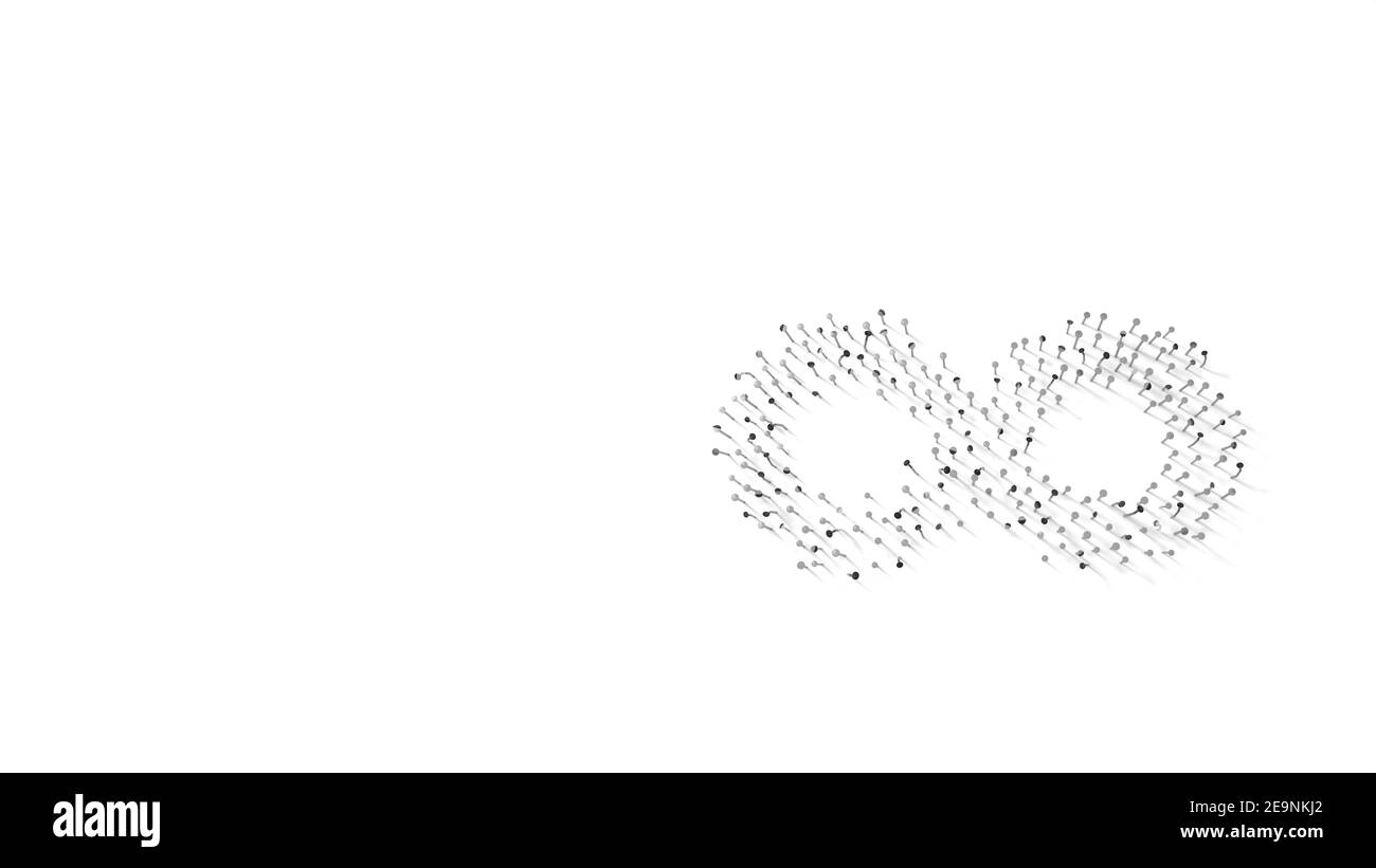3d rendering of nails in shape of symbol of infinity sign with shadows ...