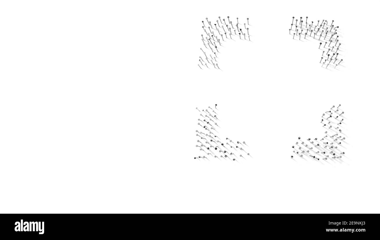 3d Rendering Of Nails In Shape Of Symbol Of Expand Frame Marks With