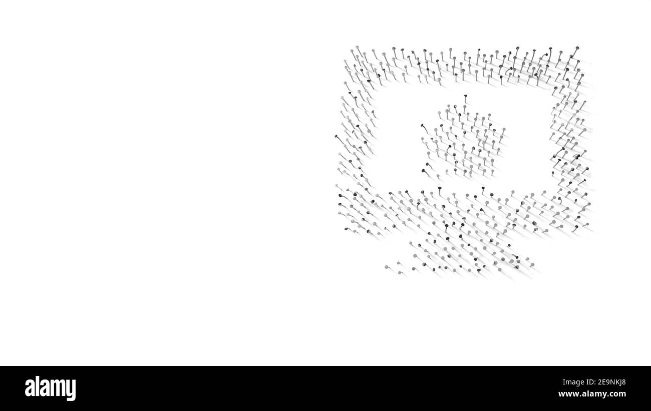 3d Rendering Of Nails In Shape Of Symbol Of Monitor With House On