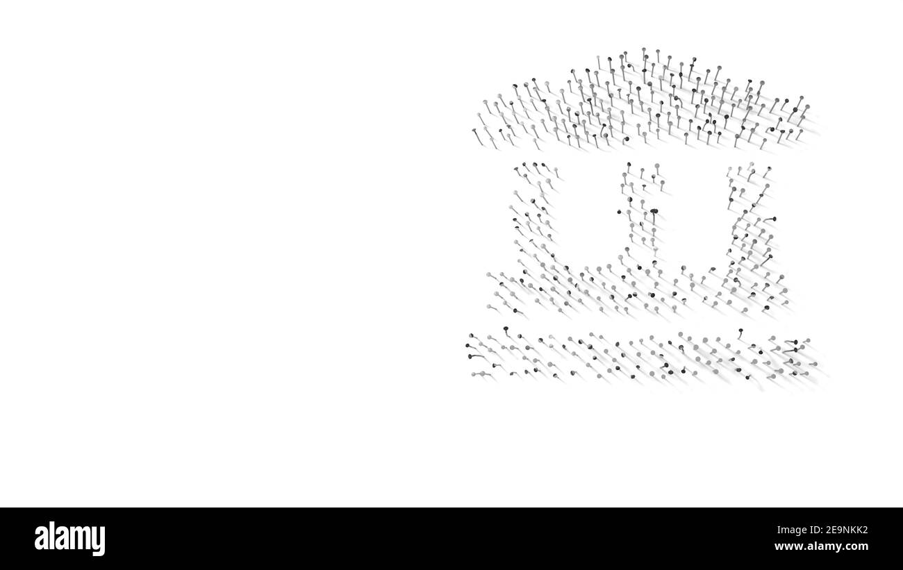 3d rendering of nails in shape of symbol of ancient Greek temple with ...