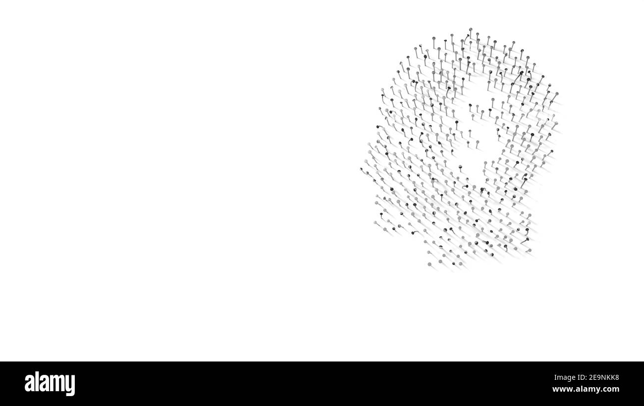 3d Rendering Of Nails In Shape Of Symbol Of Head Silhouette With Dollar Symbol Inside With