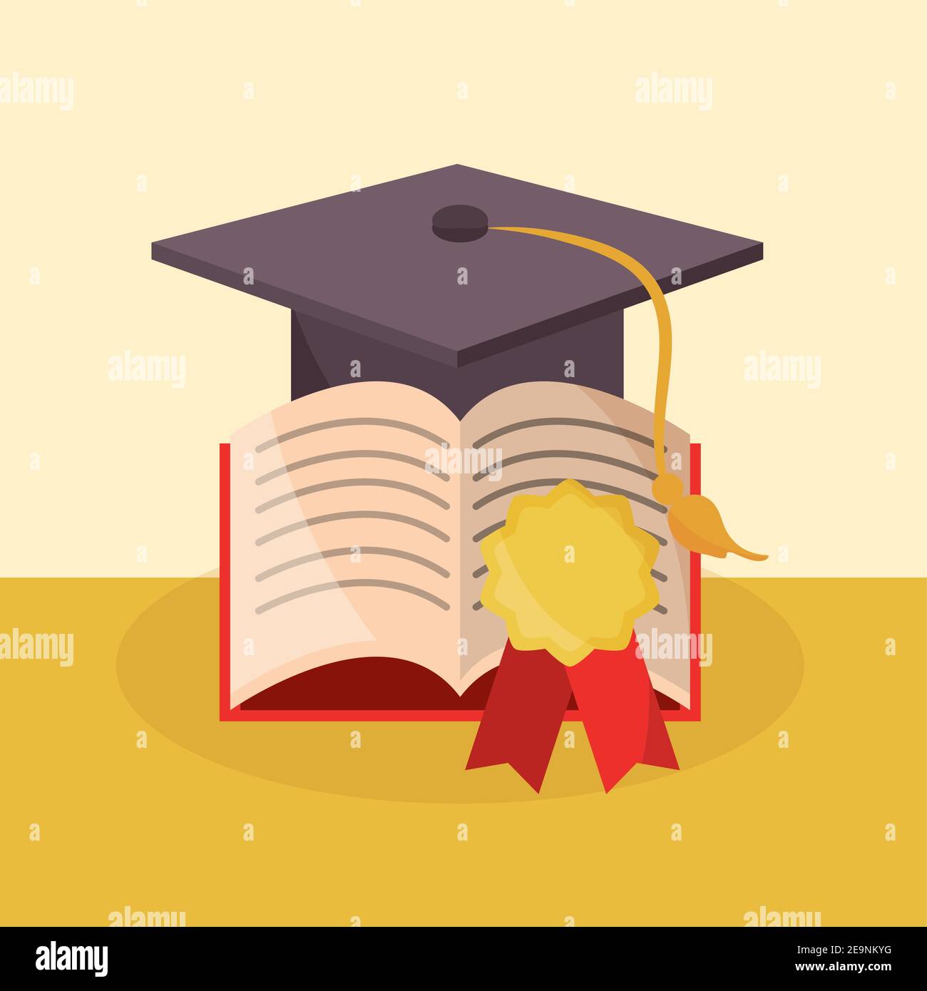 back to school education graduation hat book medal vector illustration ...