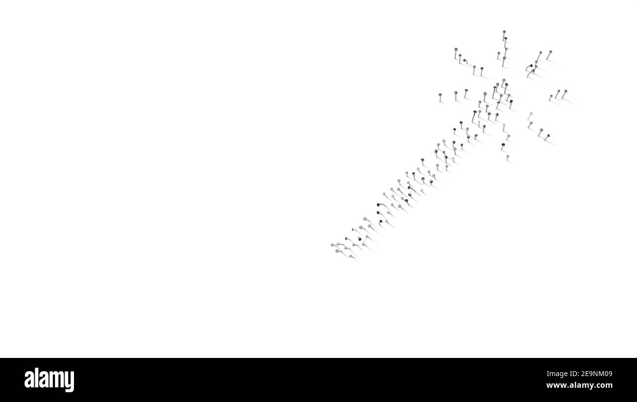 3d rendering of nails in shape of symbol of magic wand with shadows ...
