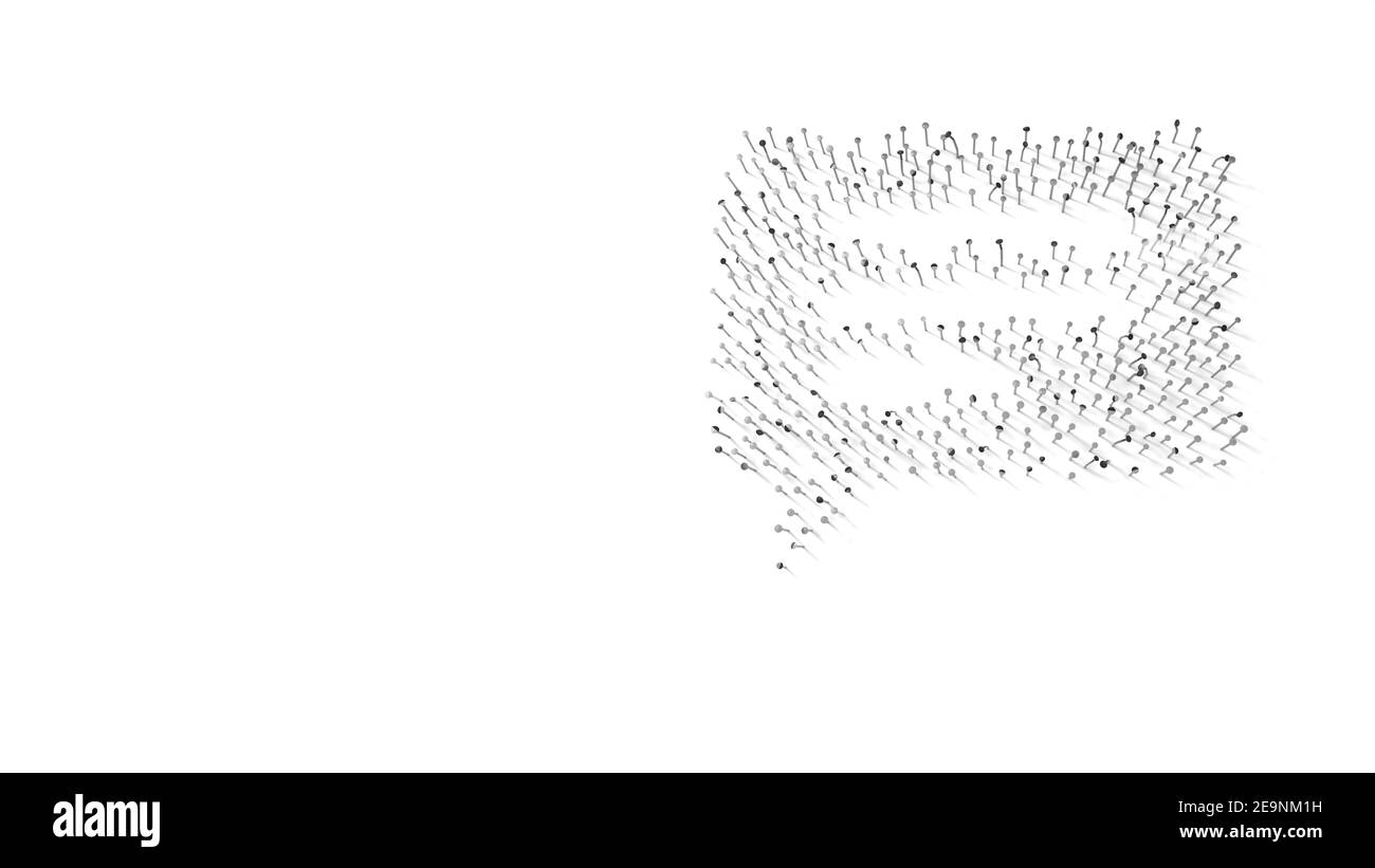 3d Rendering Of Nails In Shape Of Symbol Of Comment Bubble With Text