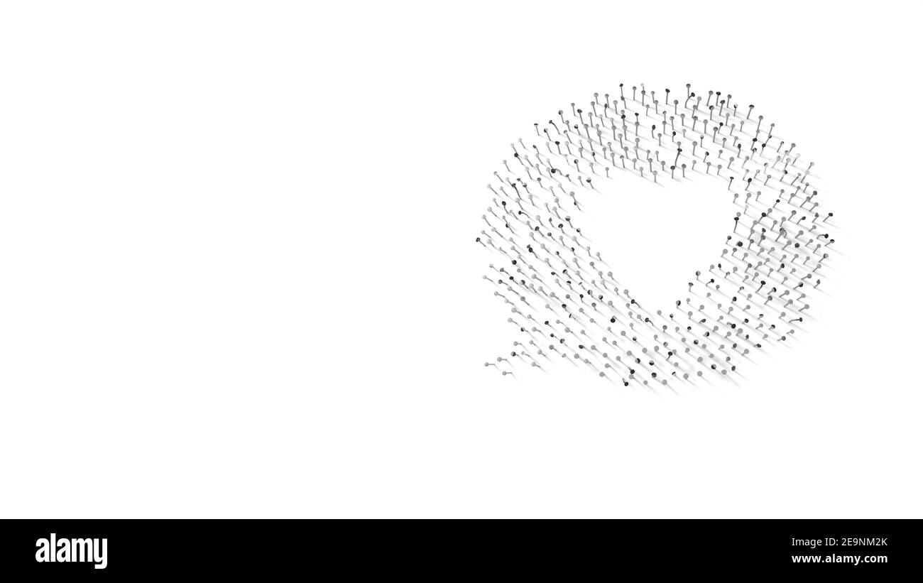 3d Rendering Of Nails In Shape Of Symbol Of Comment Bubble With Heart