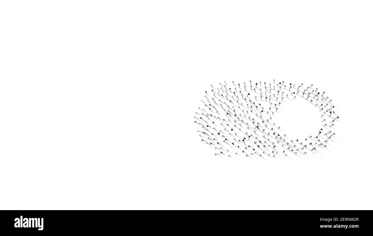 3d Rendering Of Nails In Shape Of Symbol Of Switch Button With Shadows