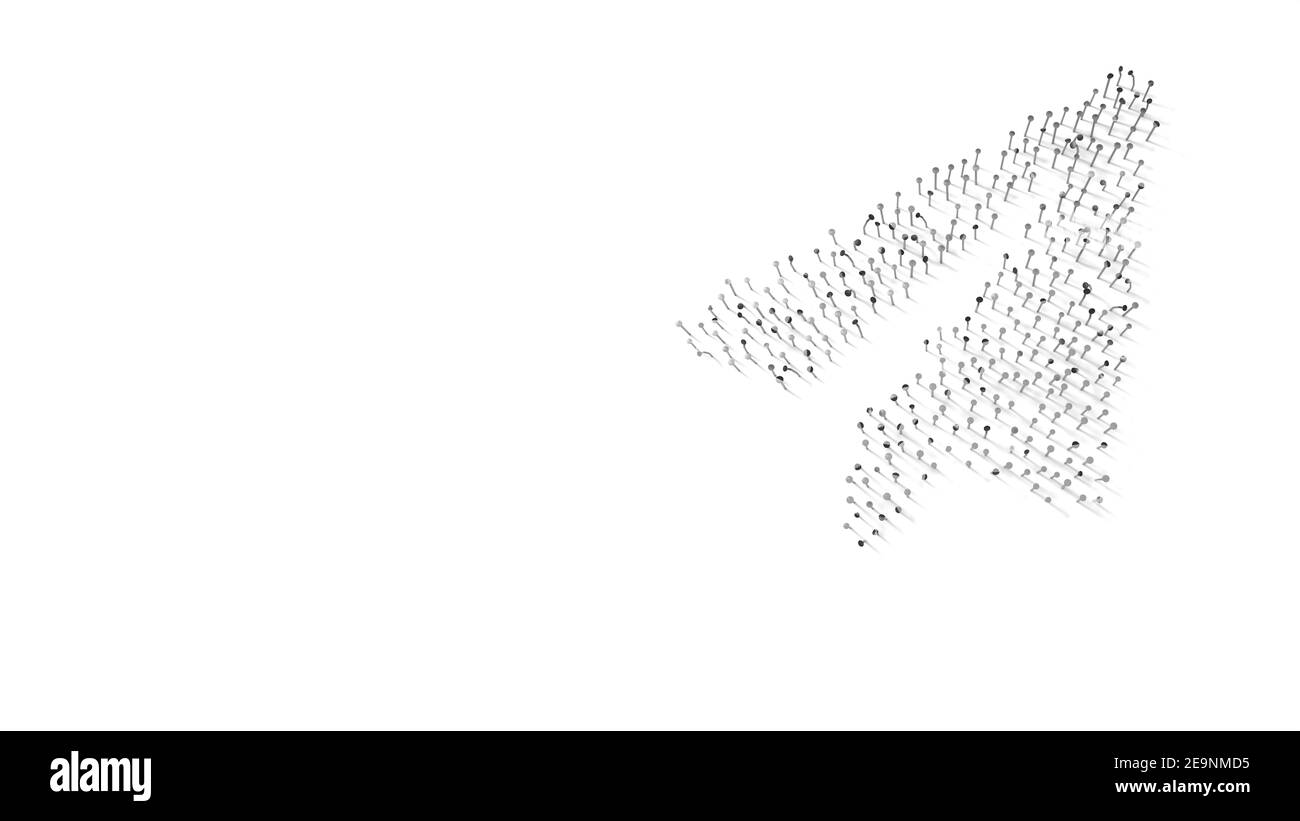 3d Rendering Of Nails In Shape Of Symbol Of Paper Plane With Shadows