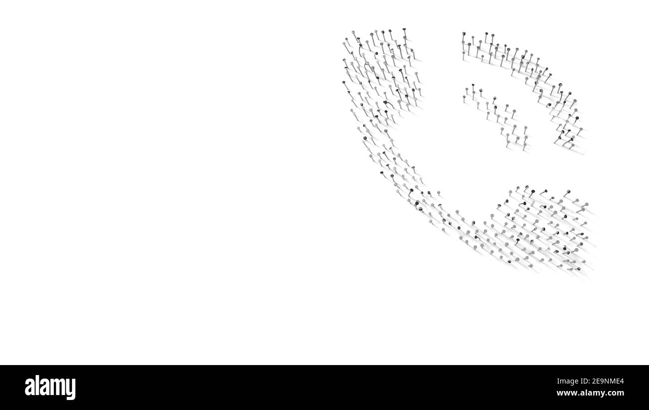 3d Rendering Of Nails In Shape Of Symbol Of Phone With Two Sound Waves With Shadows Isolated On