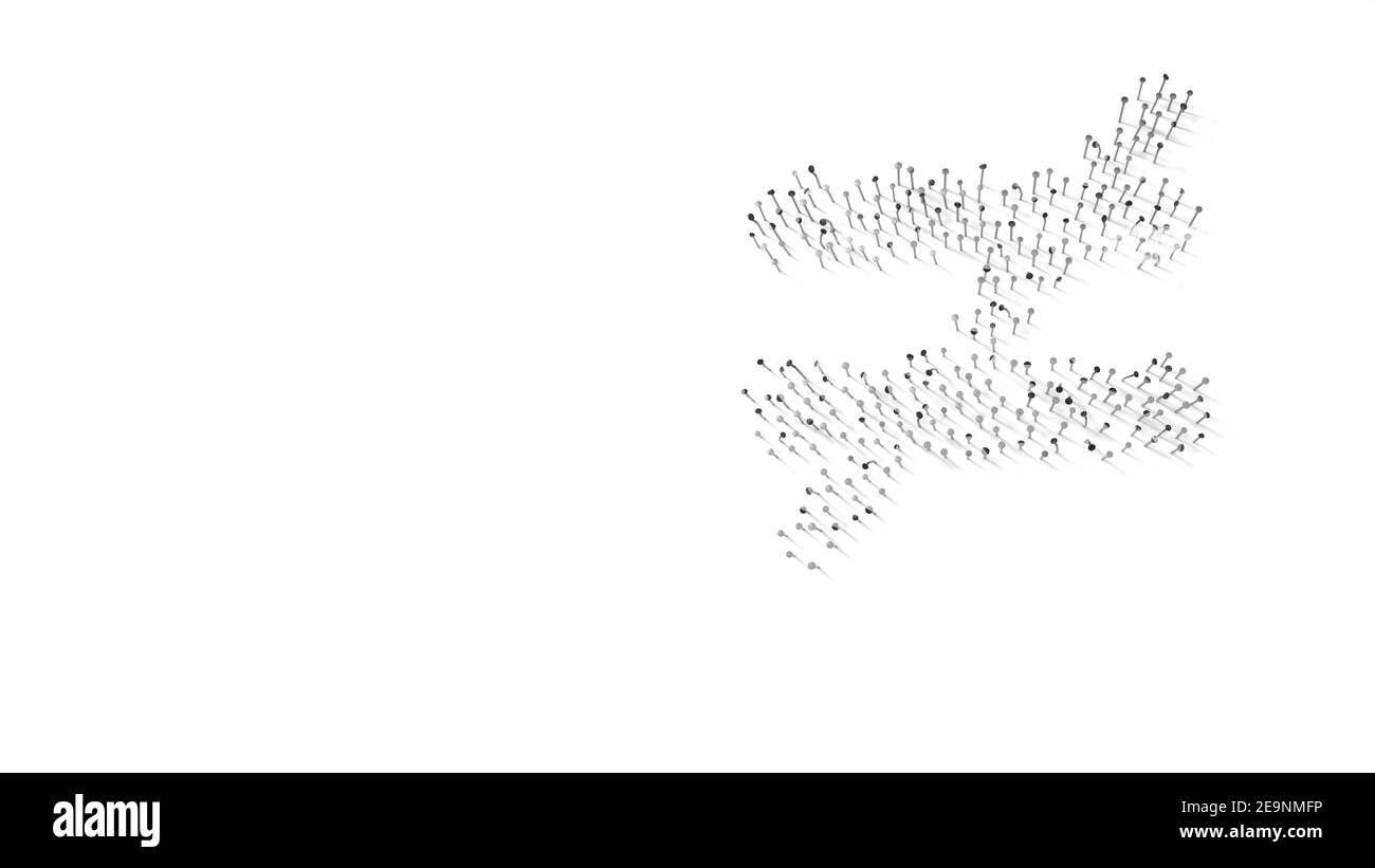 3d rendering of nails in shape of symbol of not equal symbol with ...