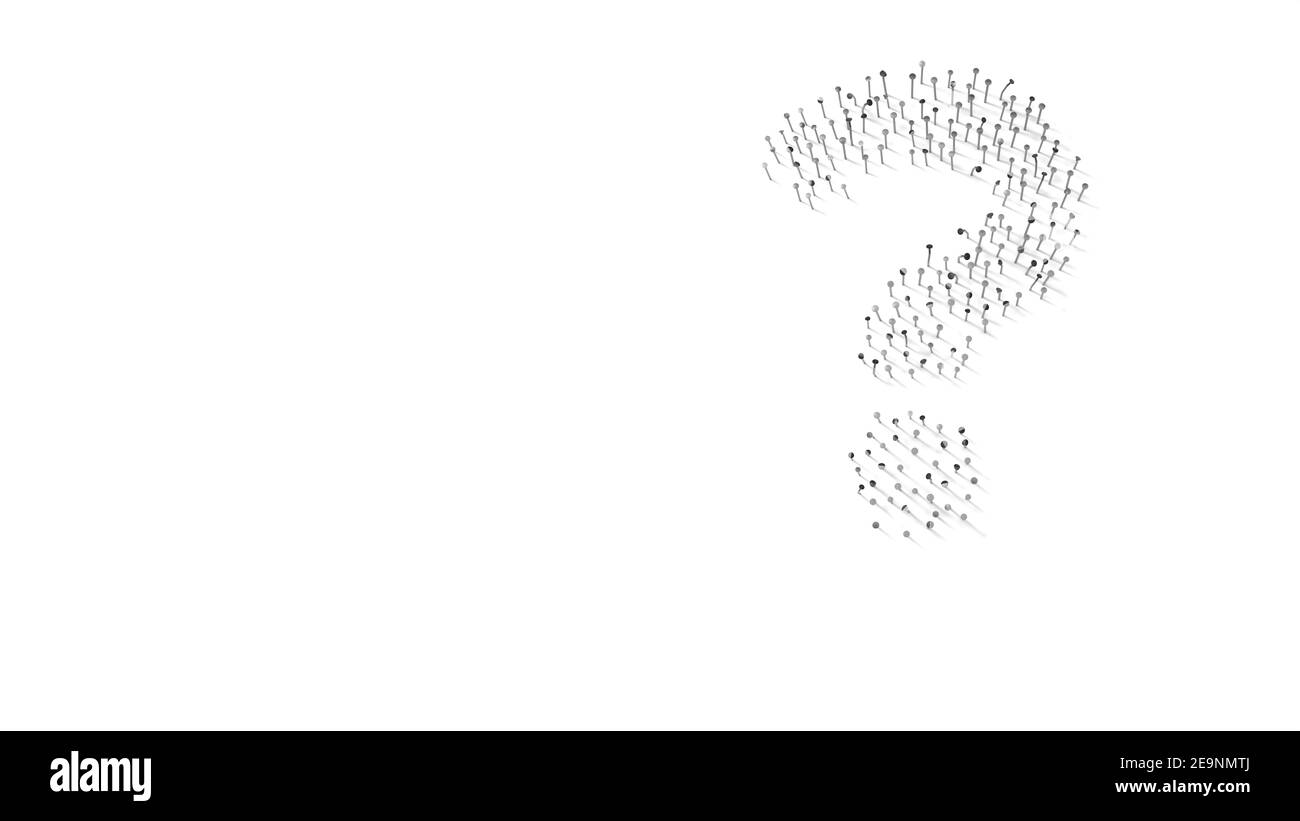 3d Rendering Of Nails In Shape Of Symbol Of Question Mark With Shadows