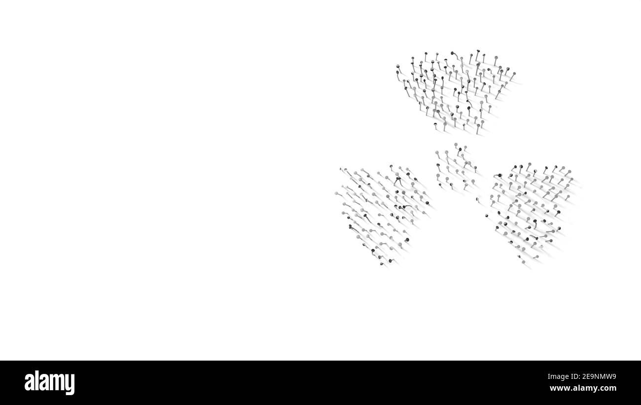 3d Rendering Of Nails In Shape Of Symbol Of Radiation Sign With Shadows