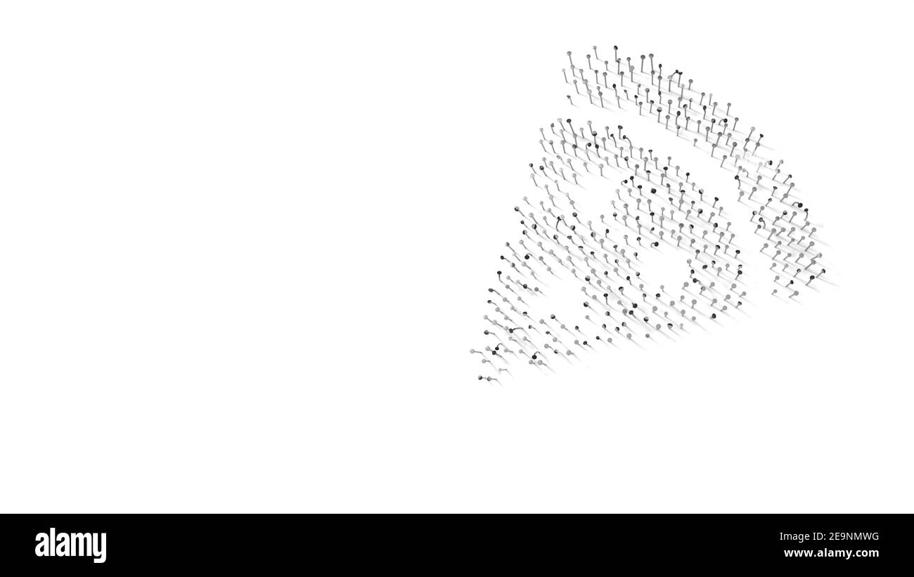 3d Rendering Of Nails In Shape Of Symbol Of Pizza Slice With Shadows Isolated On White