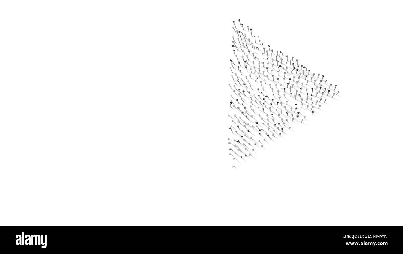 3d Rendering Of Nails In Shape Of Symbol Of Triangle Play Button With