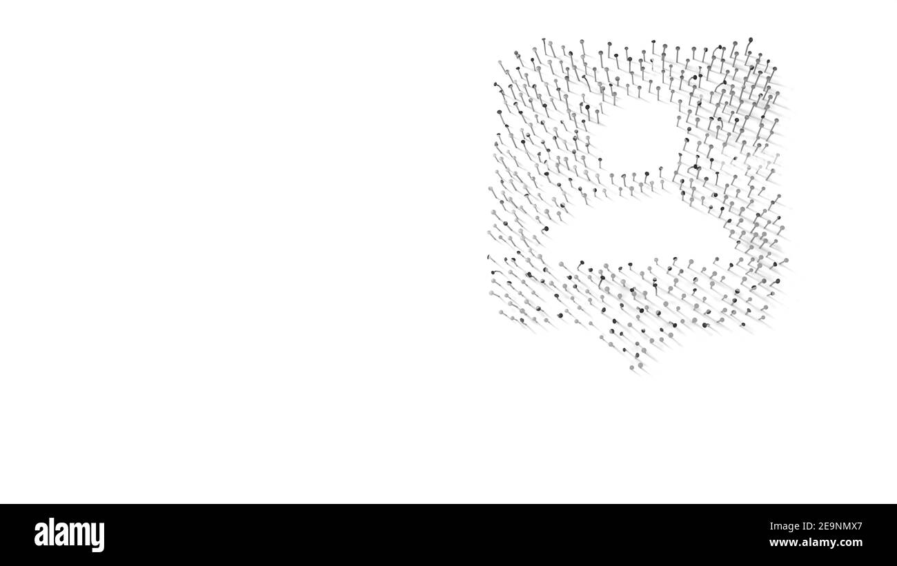 3d Rendering Of Nails In Shape Of Symbol Of Person In Comment Bubble With Shadows Isolated On