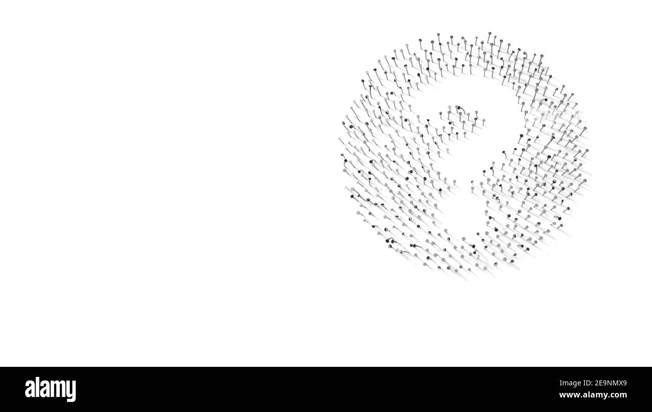 3d Rendering Of Nails In Shape Of Symbol Of Question Mark In Circle