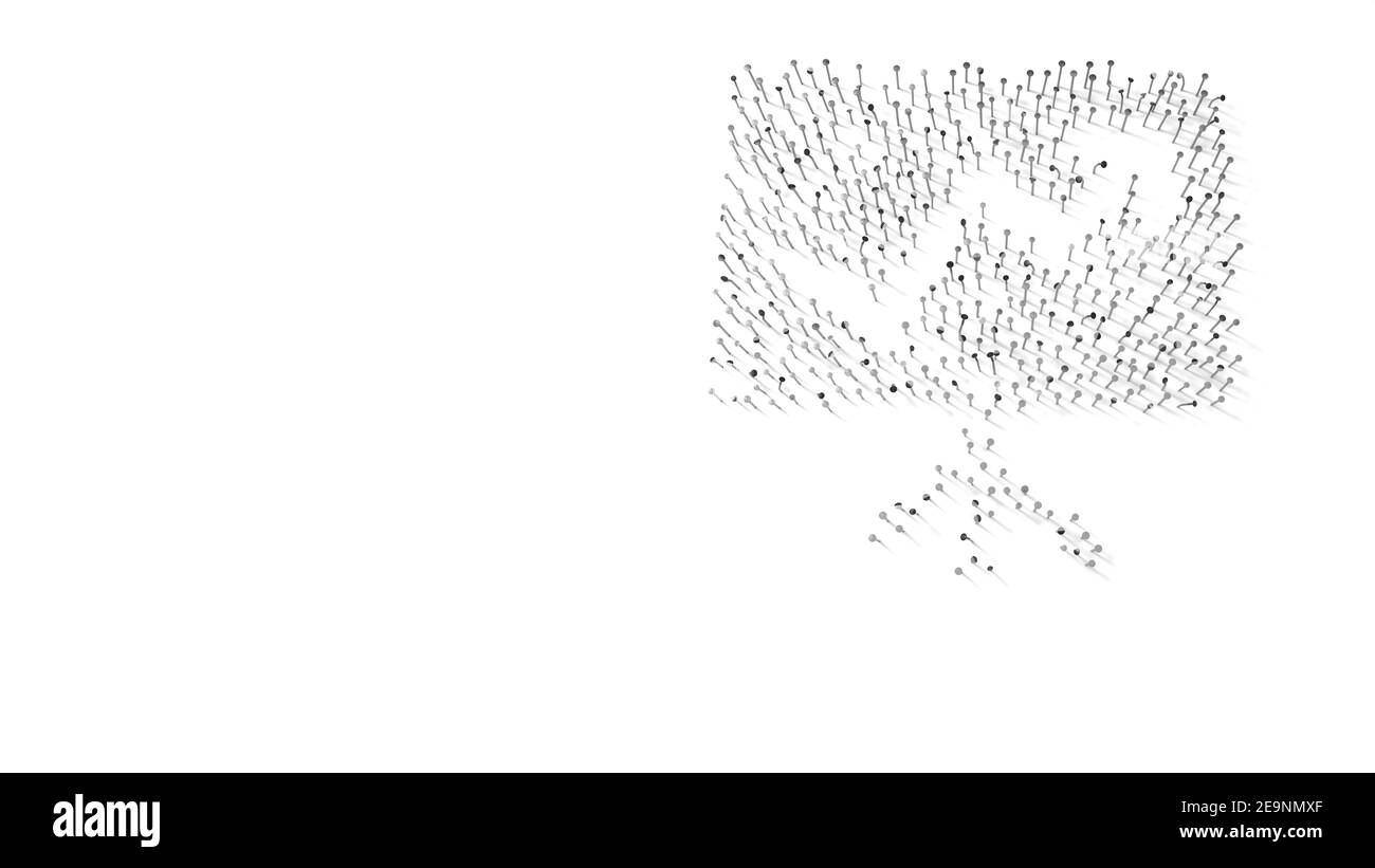 3d Rendering Of Nails In Shape Of Symbol Of Presentation Board With Arrow Chart With Shadows