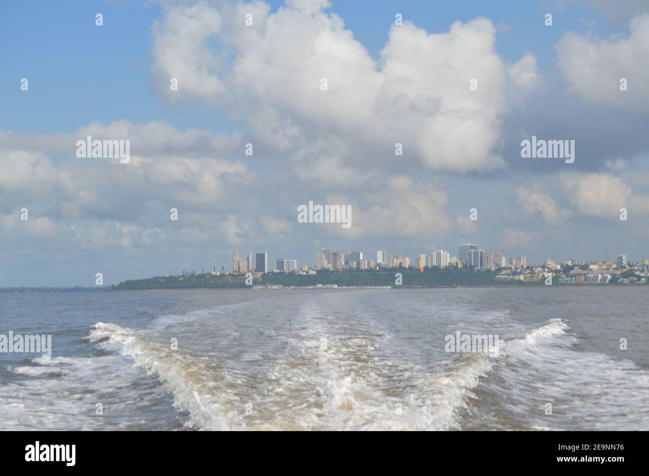 Maputo city skyline , sky line view from a distance on a boat trip to ...