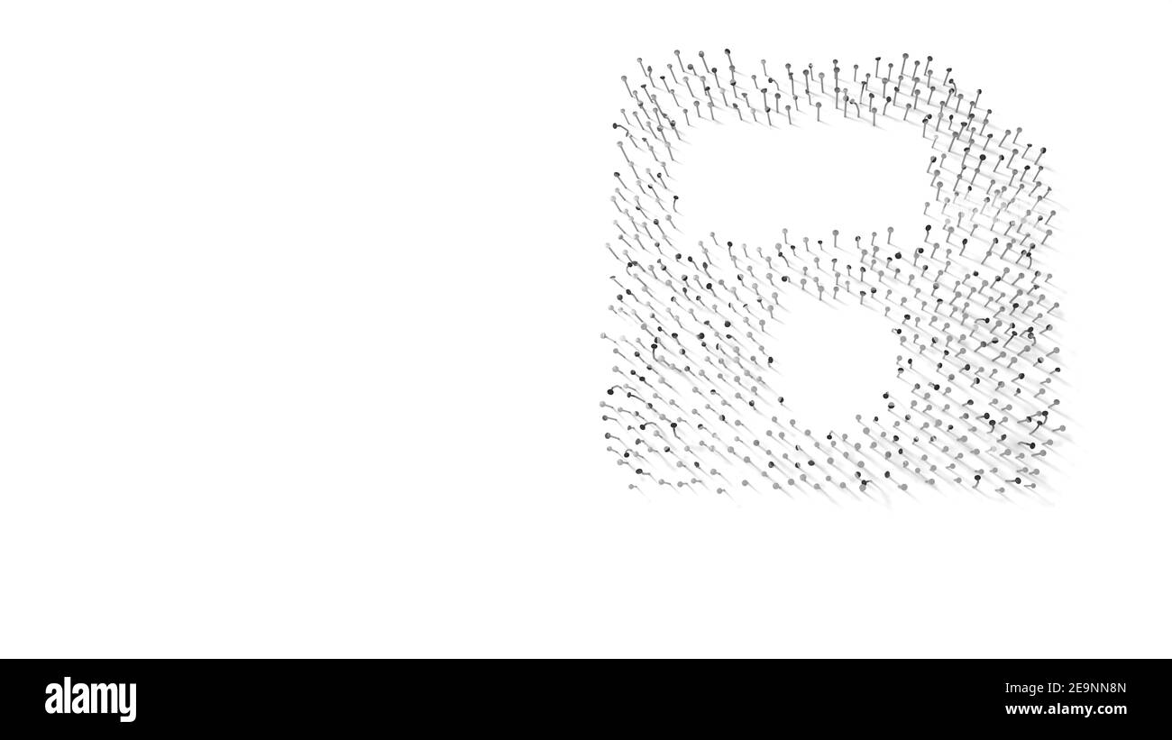 3d Rendering Of Nails In Shape Of Symbol Of Floppy Disk With Shadows Isolated On White