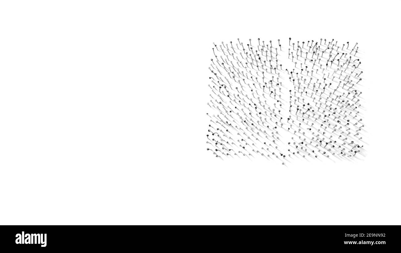 3d Rendering Of Nails In Shape Of Symbol Of Open Book With Shadows Isolated On White Background