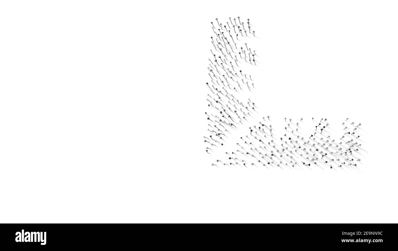 3d Rendering Of Nails In Shape Of Symbol Of Ruler In Right Angle Shape
