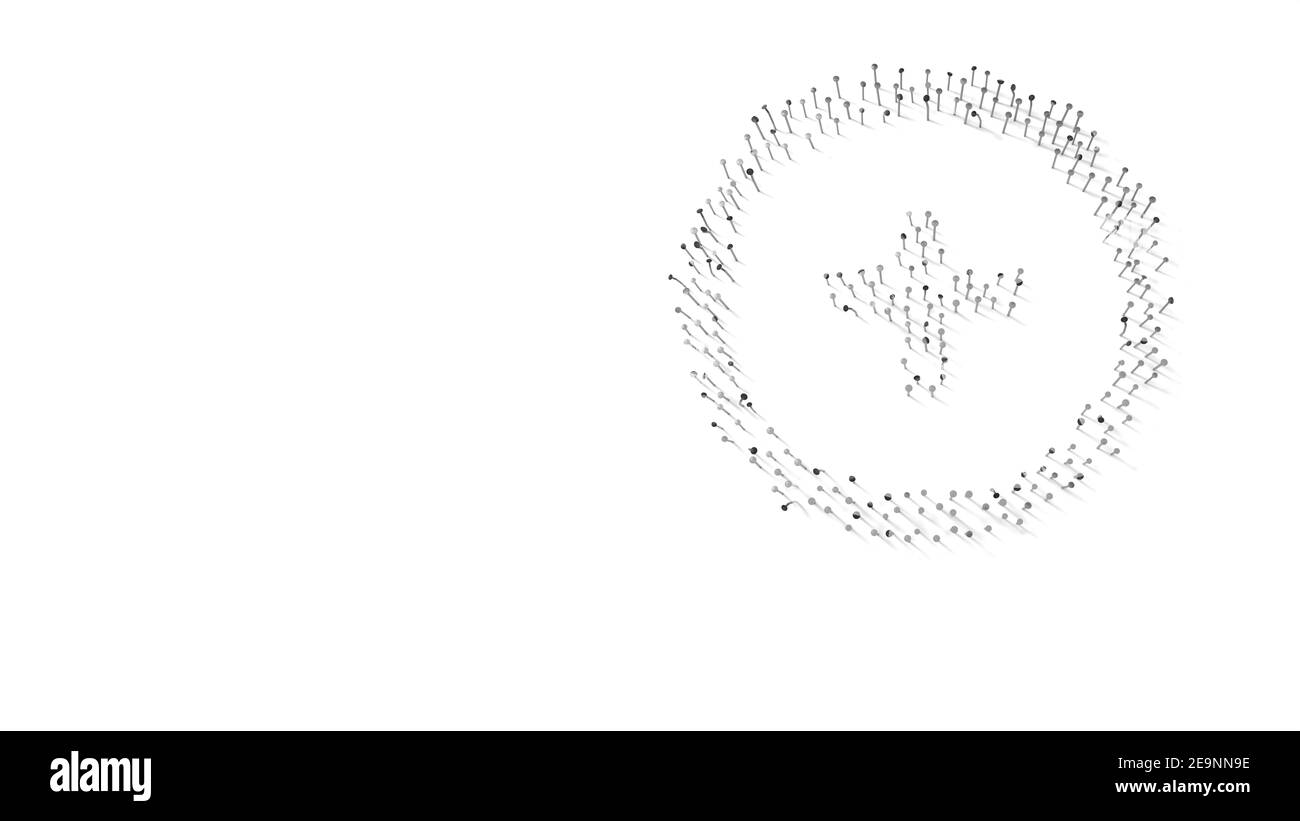 3d Rendering Of Nails In Shape Of Symbol Of Plus In Circle With Shadows Isolated On White