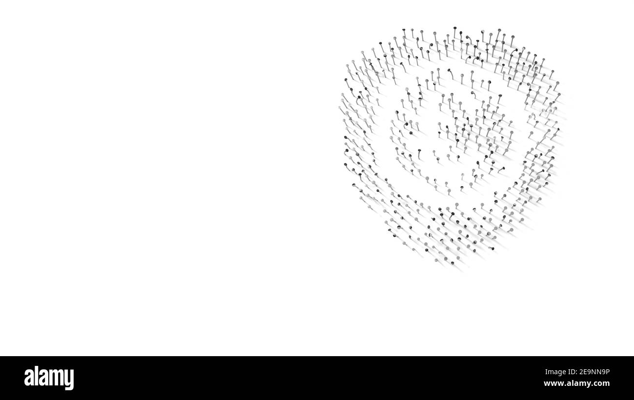 3d Rendering Of Nails In Shape Of Symbol Of Shield With Euro Inside With Shadows Isolated On