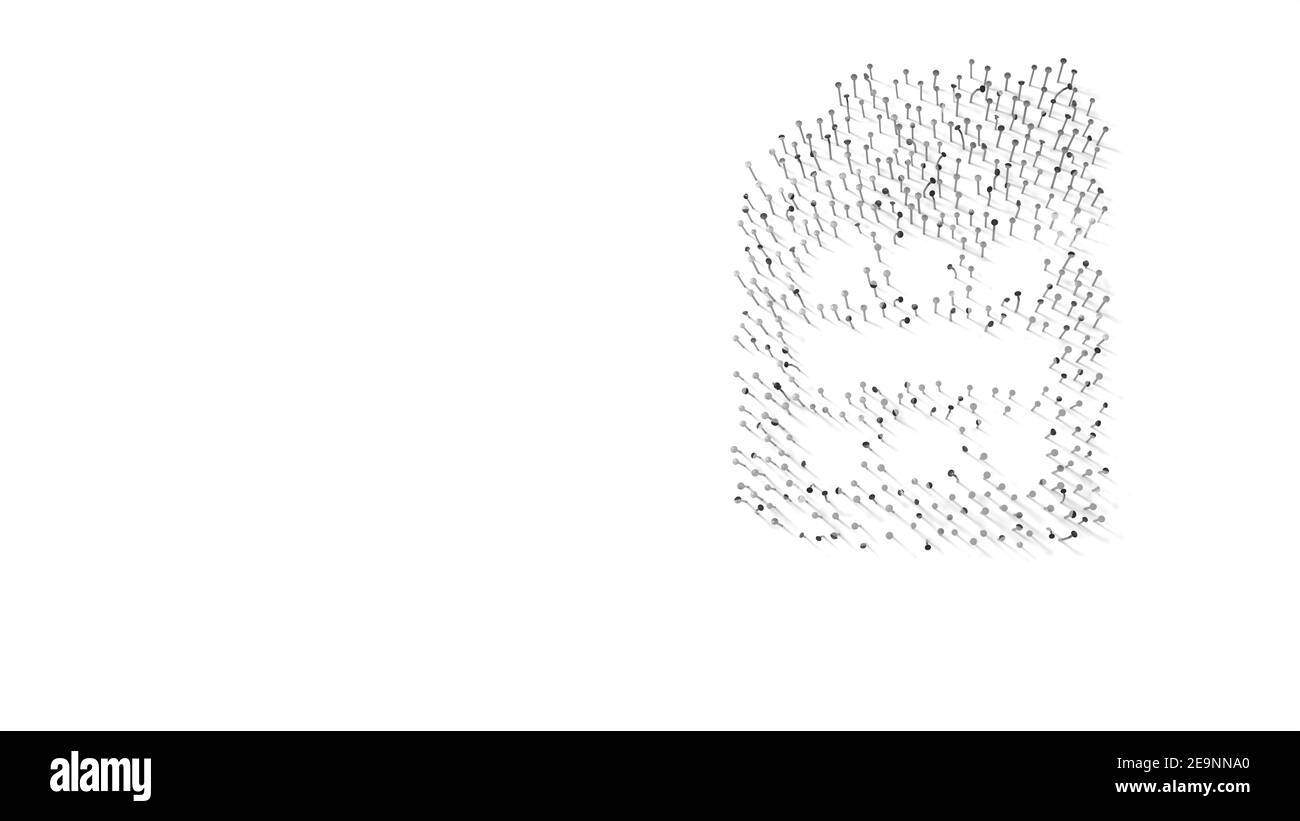 3d Rendering Of Nails In Shape Of Symbol Of Memory Card With Shadows Isolated On White