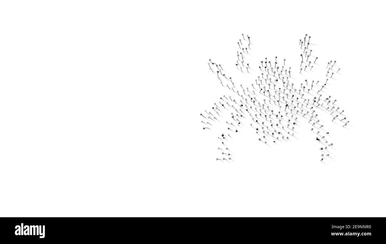 3d rendering of nails in shape of symbol of spider with shadows ...