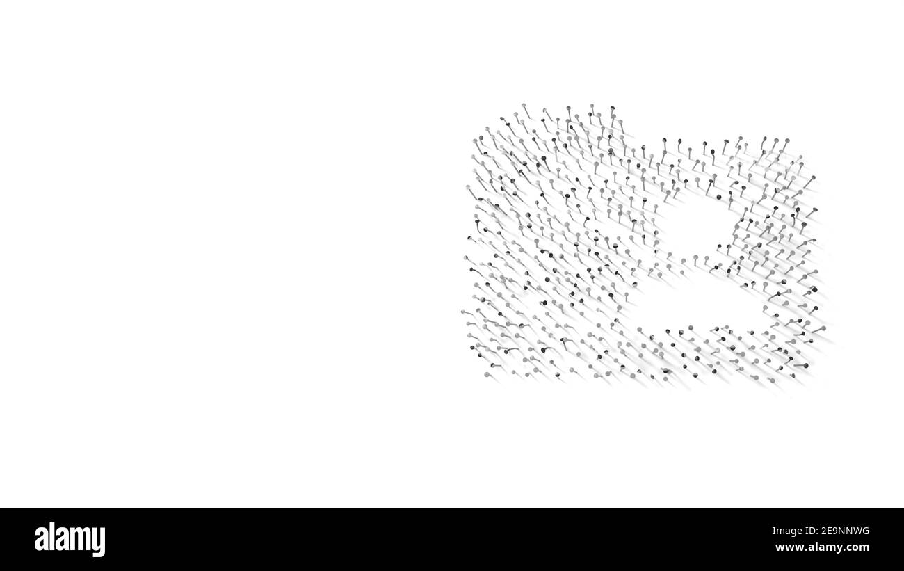 3d Rendering Of Nails In Shape Of Symbol Of Folder With Personal Portrait With Shadows Isolated