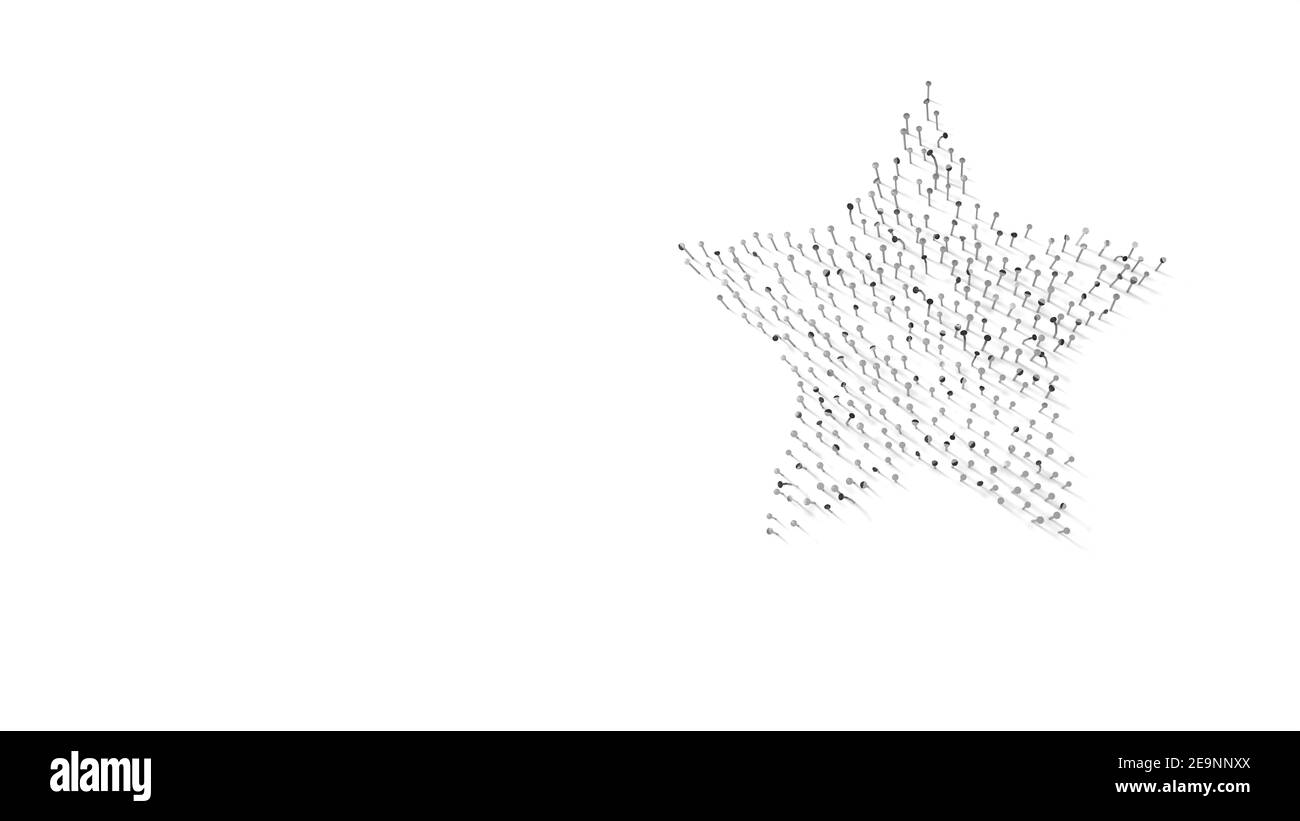 3d rendering of nails in shape of symbol of star with sharp points with ...