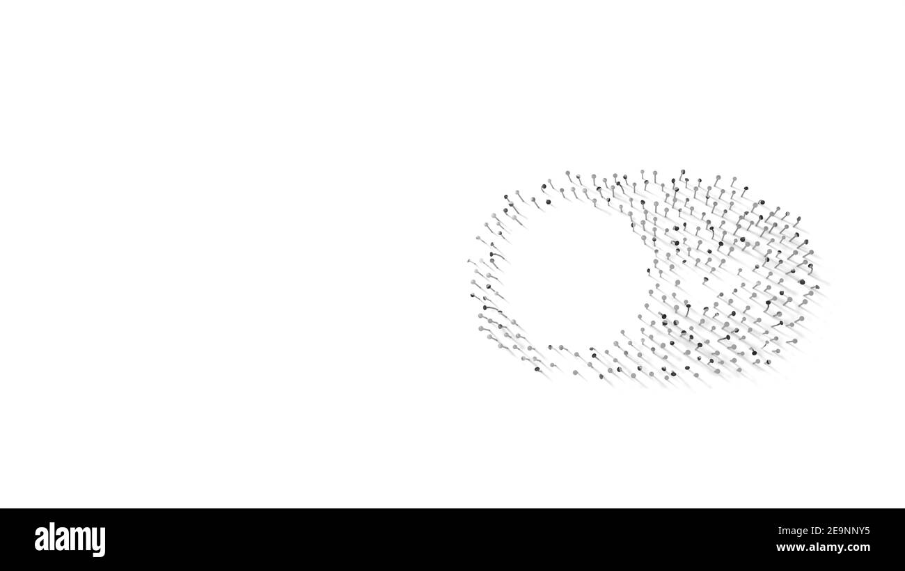 3d Rendering Of Nails In Shape Of Symbol Of Switch Button With Check