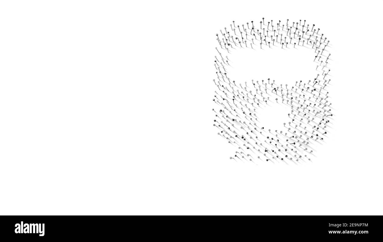 3d Rendering Of Nails In Shape Of Symbol Of Tram From Front View With