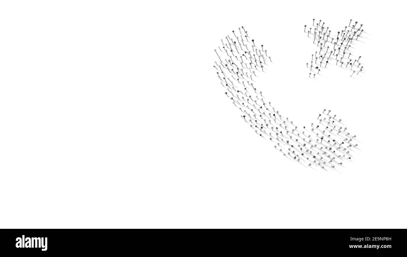 3d Rendering Of Nails In Shape Of Symbol Of Headphone With Delete Cross With Shadows Isolated On