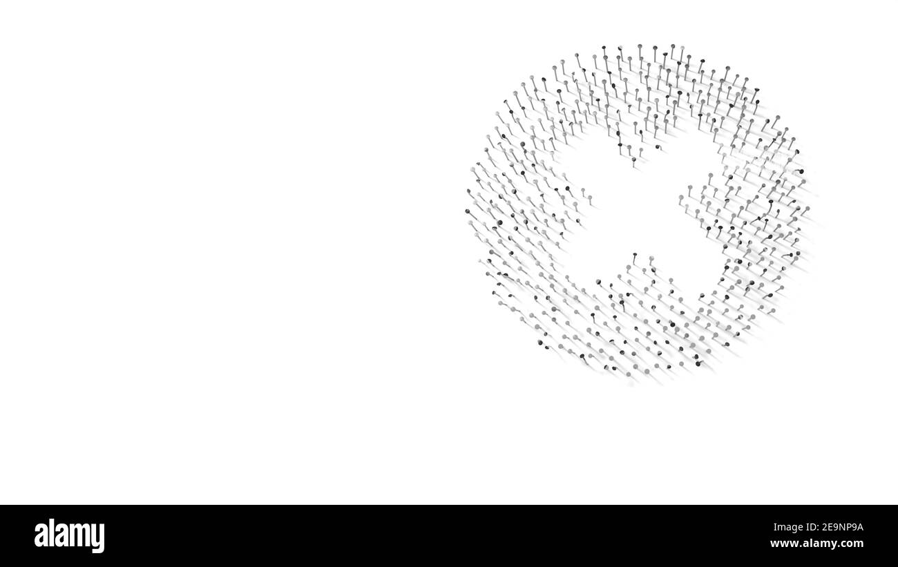 3d Rendering Of Nails In Shape Of Symbol Of Times Sign In Circle With