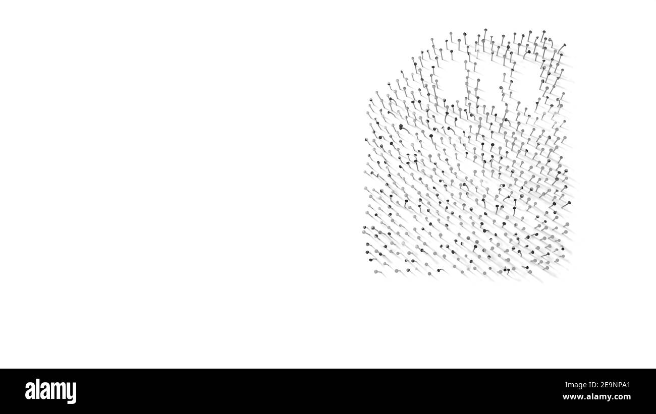 3d Rendering Of Nails In Shape Of Symbol Of Memory Card With Shadows Isolated On White