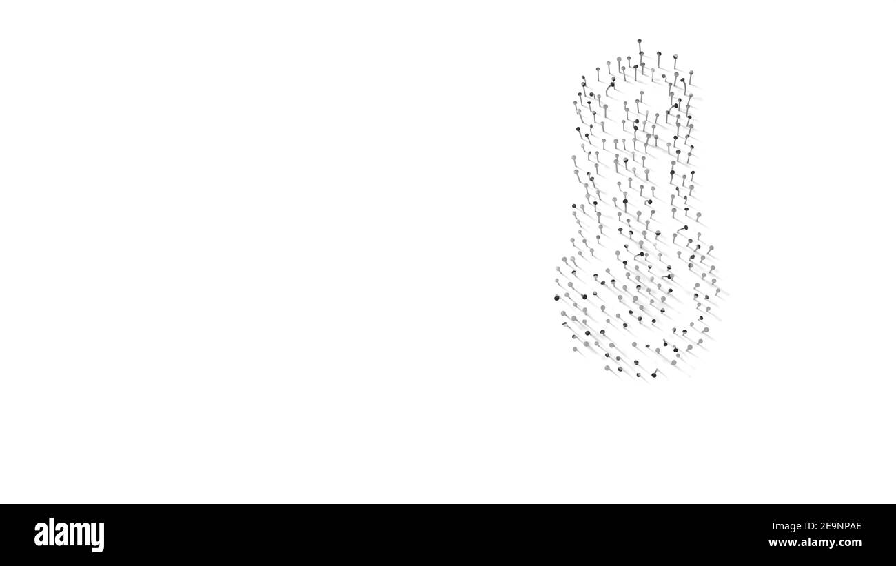 3d rendering of nails in shape of symbol of thermometer full with ...