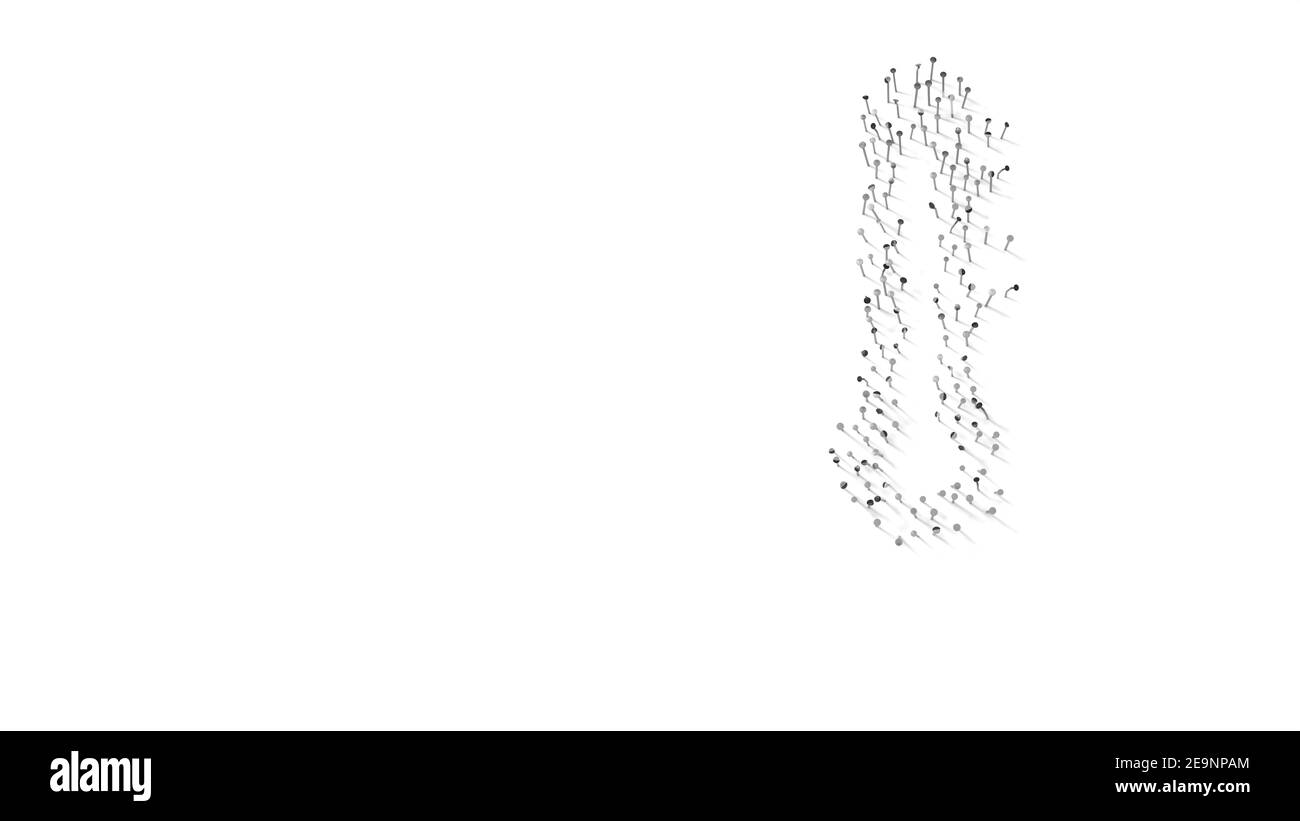 3d rendering of nails in shape of symbol of thermometer with shadows ...