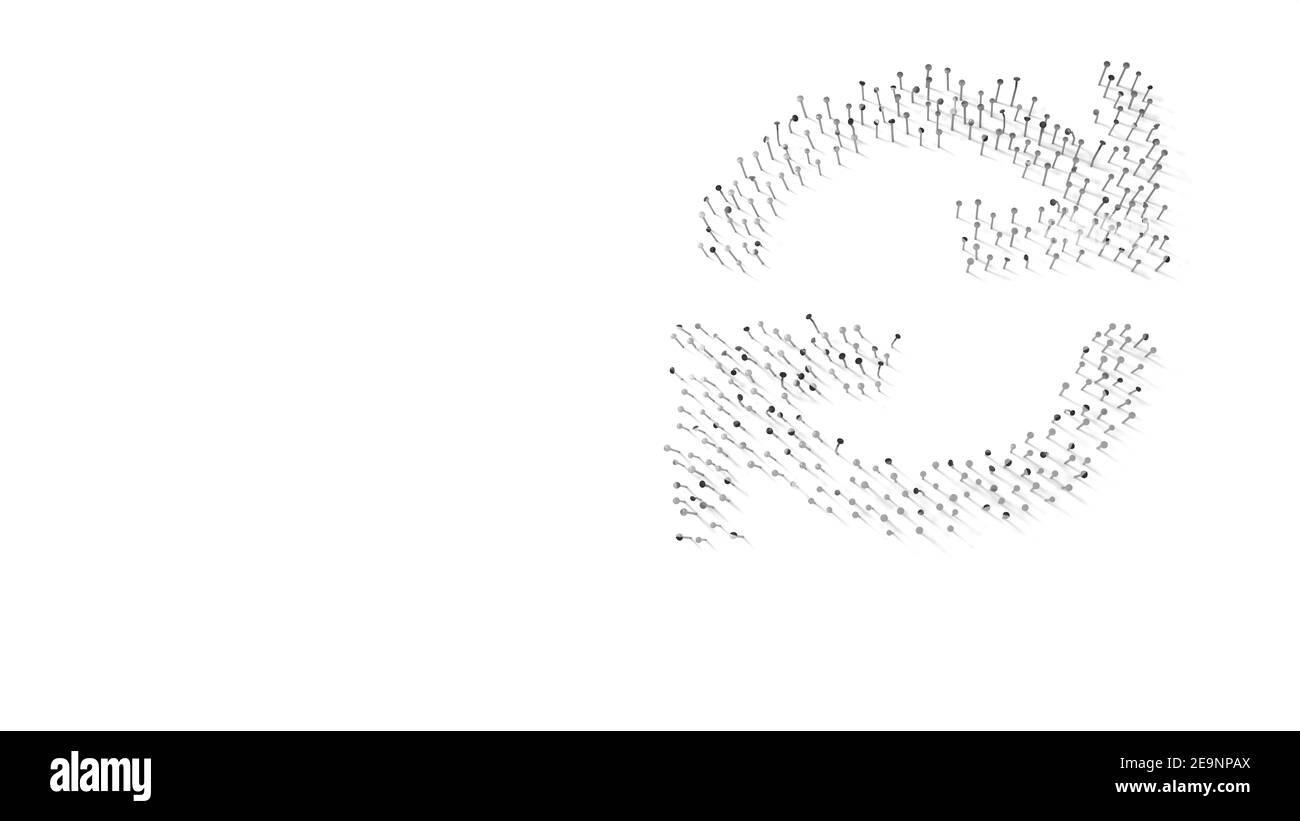 3d Rendering Of Nails In Shape Of Symbol Of Upload Circular Arrows With