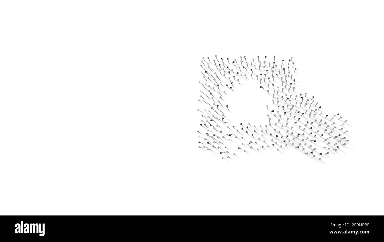 3d Rendering Of Nails In Shape Of Symbol Of Truck With Up Arrow Inside With Shadows Isolated On